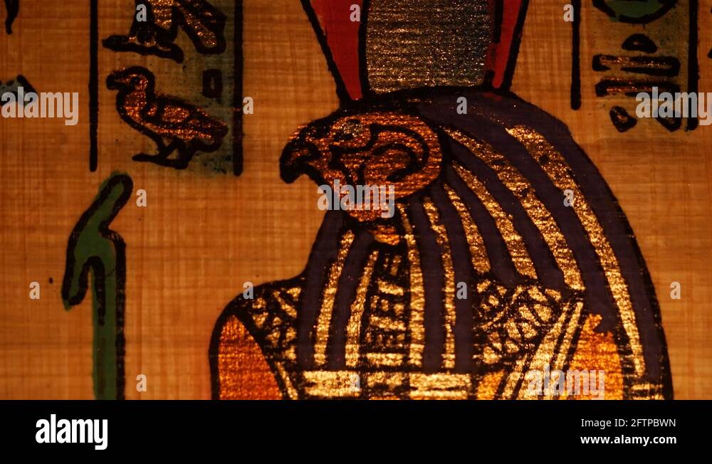Ra Egyptian God Of Sun Old Artifact on Papyrus Stock Video Footage - Alamy