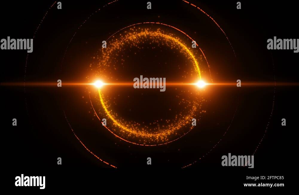 Lens Flares Spinning and Forming Particles Ring Orange Golden Yellow ...