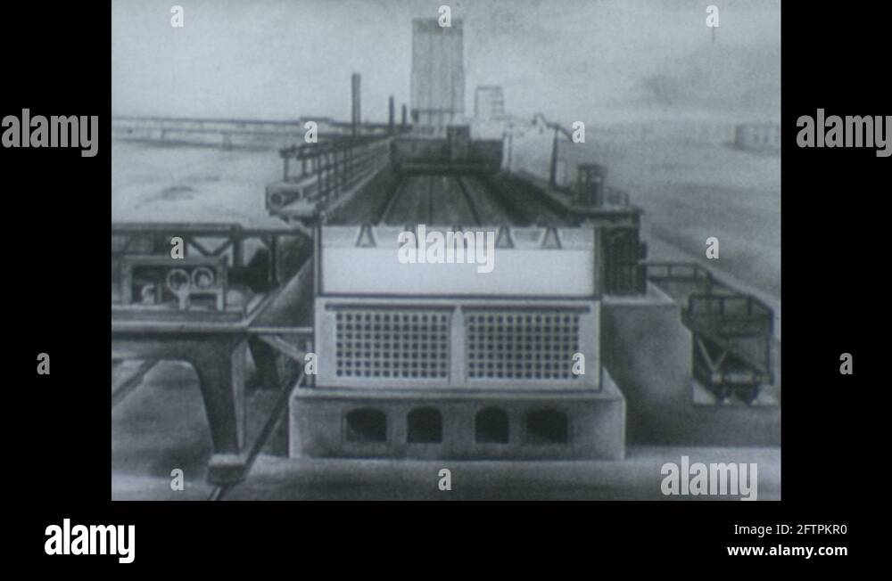 UNITED STATES, 1940s: Cross section through a coke processing plant ...