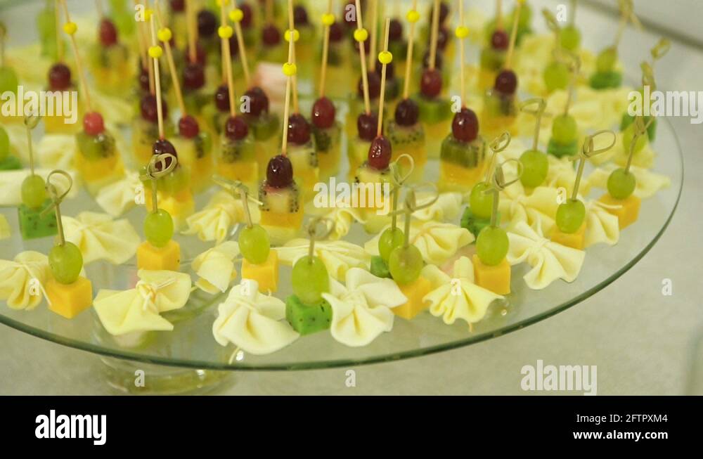 Different sort of fruit canape for a self service buffet Stock Video ...
