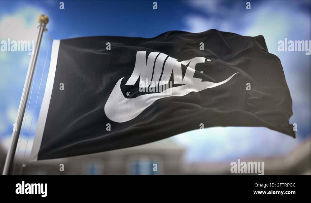 Nike Flag Waving Slow Motion 3D Rendering Blue Sky Background ...