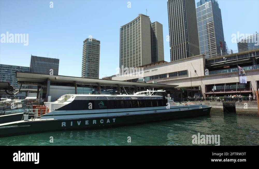 A Rivercat Ferry Docked At Circular Quay Sydney Australia 4K Stock ...