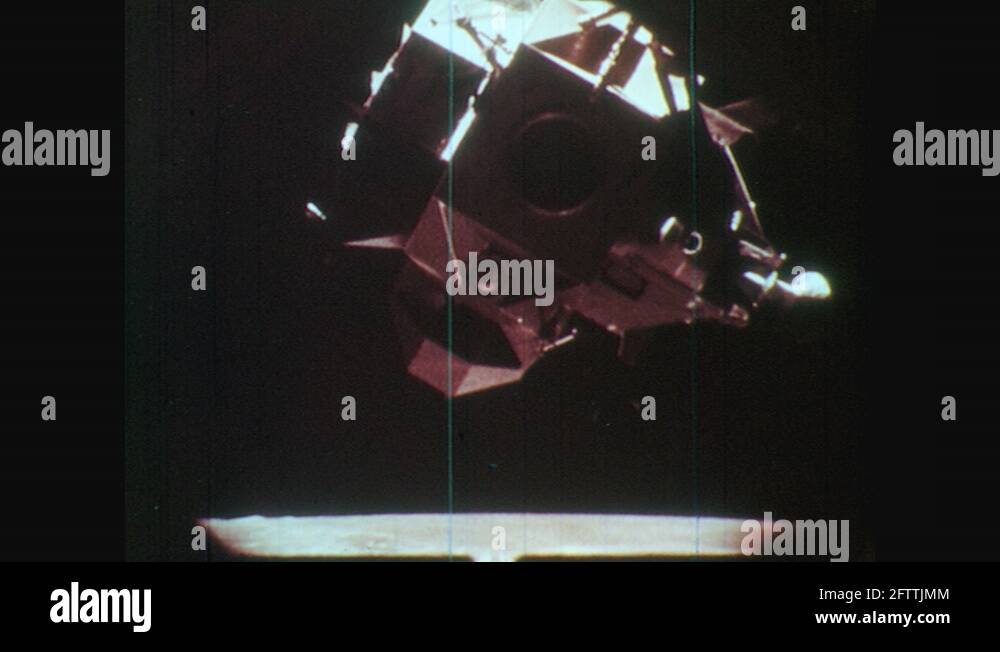 1970s lunar module floats in space and docks with command module Stock ...