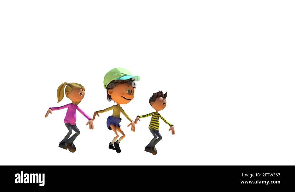 animated cartoon children running on a white background render 3D Stock ...