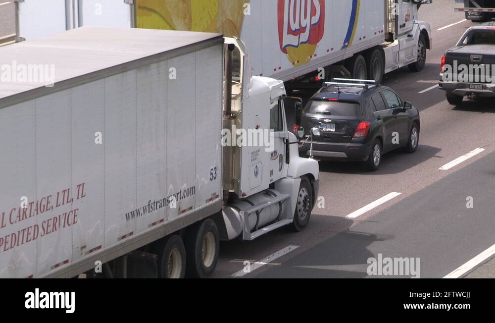 Epic traffic jam and gridlock on Ontario highway 401 with cars and ...