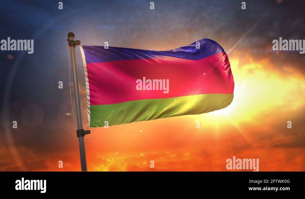Kuban People's Republic Flag Backlit At Beautiful Sunrise Loop Slow ...