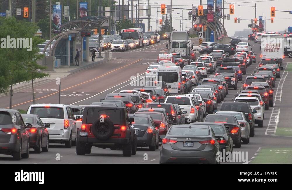 Rush hour traffic jam and gridlock in the city streets Stock Video ...
