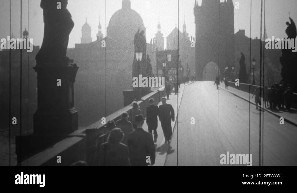 WWII - People walking over bridge Stock Video Footage - Alamy