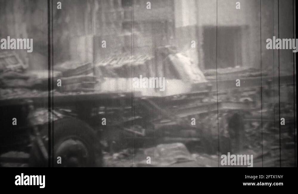 WWII German - Overview of destroyed buildings and cars Stock Video ...