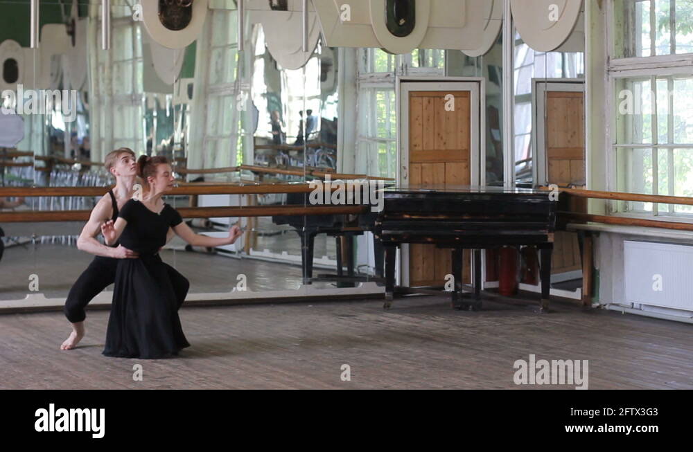 Two ballet dancers do element in pair Stock Video Footage - Alamy