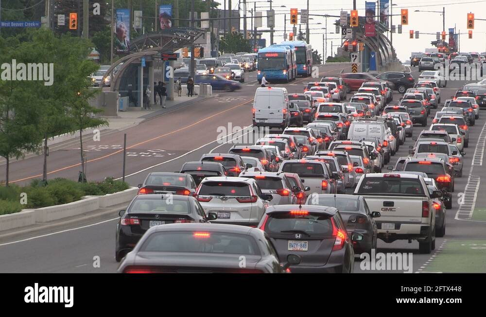 Rush hour traffic jam and gridlock in the city streets Stock Video ...