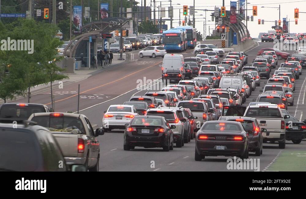 Rush hour traffic jam and gridlock in the city streets Stock Video ...