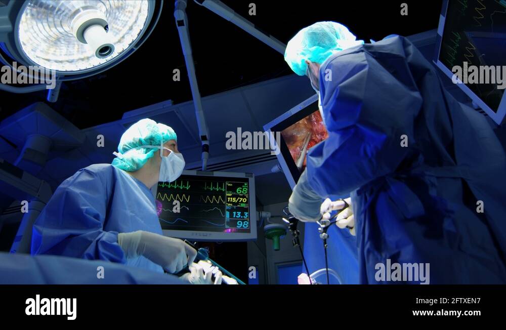 Medical Laparoscopic surgical operation transmitted on hospital ...