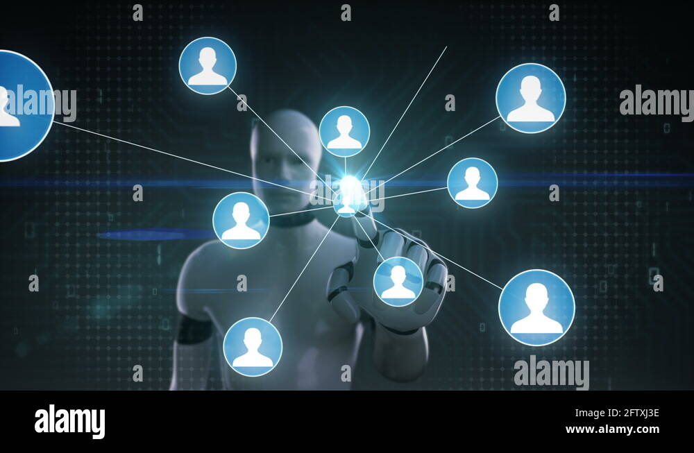 Robot touch Human icon IoT technology connect global world map. 1 Stock ...