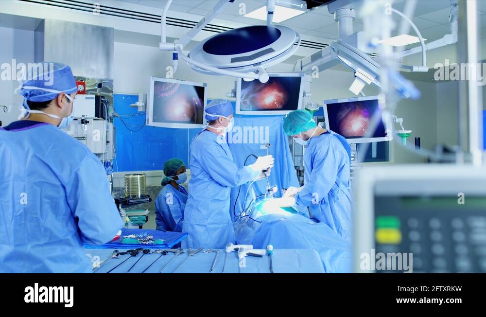 Laparoscopic medical surgical operation transmitted on hospital video ...