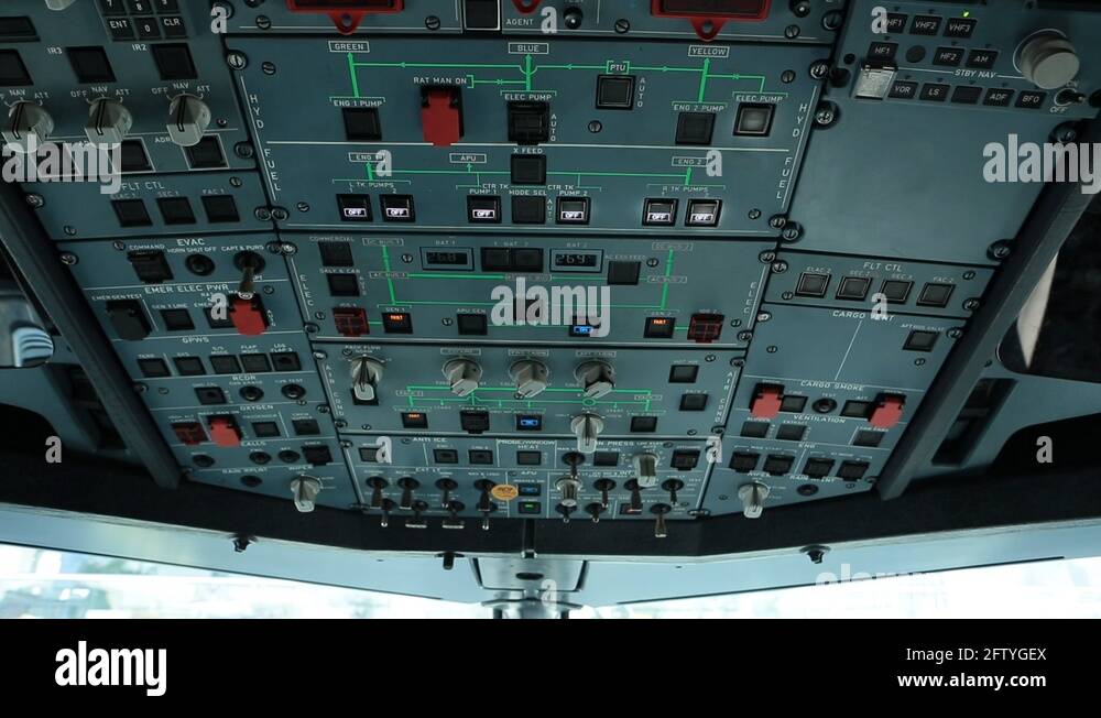 Aircraft cockpit ceiling Stock Video Footage - Alamy