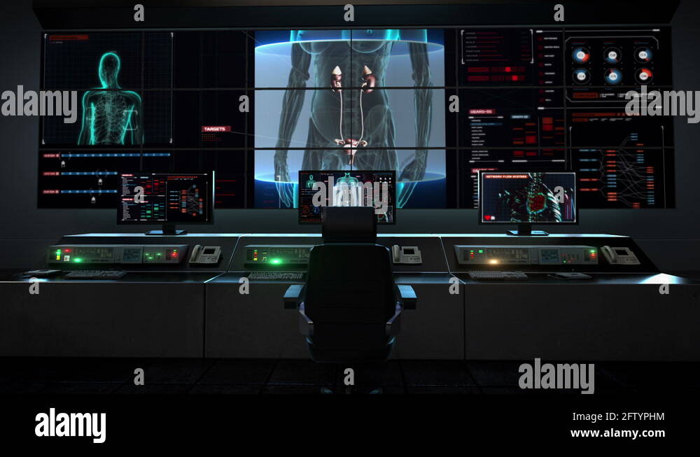 Human medical care center, main control room, Scanning kidneys in ...