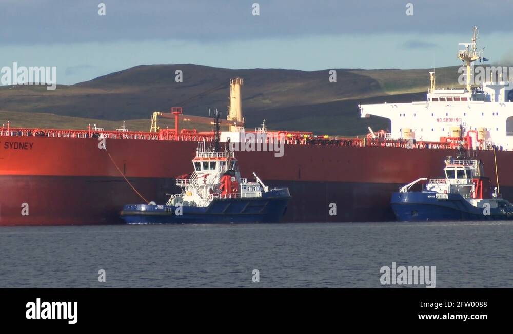 Tanker entering Sullom Voe Terminal in the Shetland Isles Stock Video ...