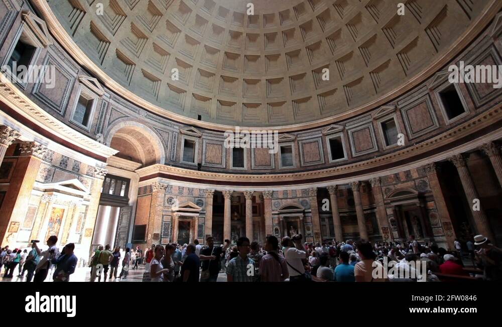 Rome Pantheon tourists ceiling 0495 Stock Video Footage - Alamy