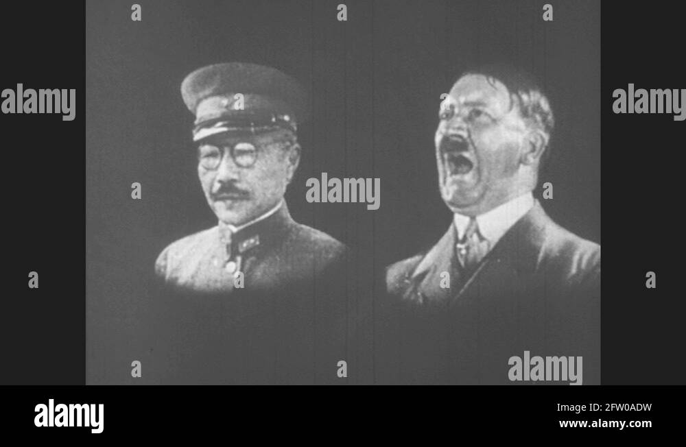 Europe 1940s: photo of Hitler and world leaders. Photo of children. Map ...