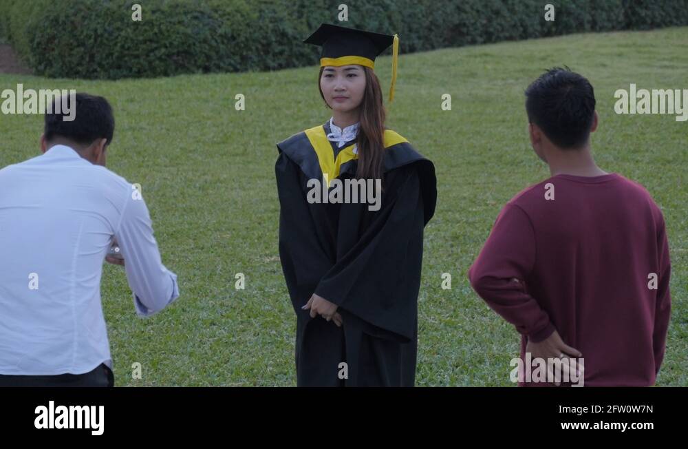 Cambodian graduation student in black gown,Phnom Penh,Cambodia Stock ...