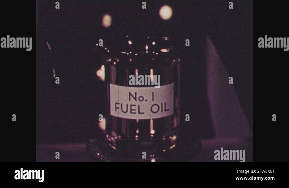1950s: Beaker of fuel oil produces vapors which are lit using a ...