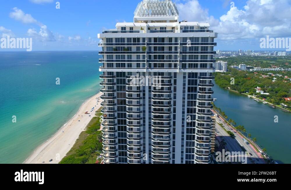 Blue and Green Diamond Miami Beach aerial flyover 4k 24p Stock Video ...