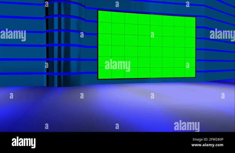 Animated chroma key green shiny virtual set from all camera angles ...