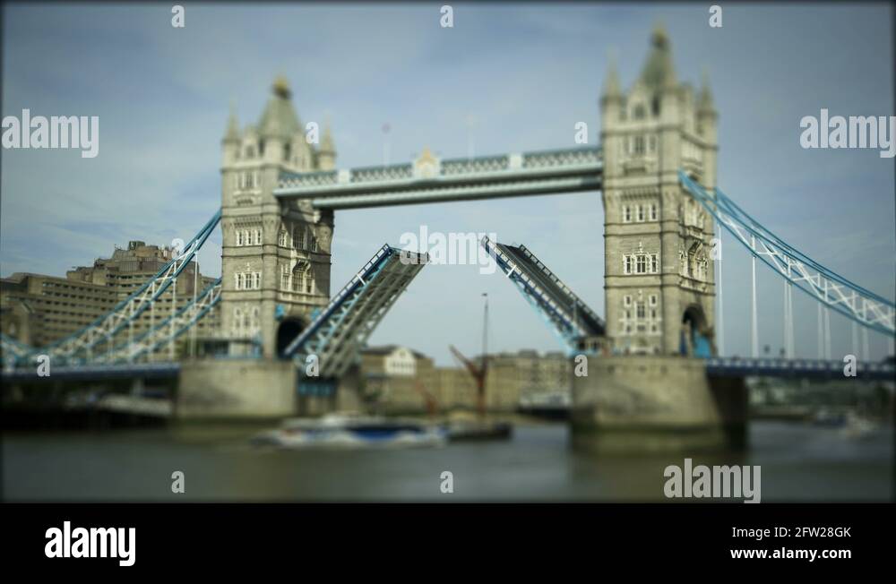 London Tower Bridge Opens and Closes, Raised and Lowered Stock Video ...