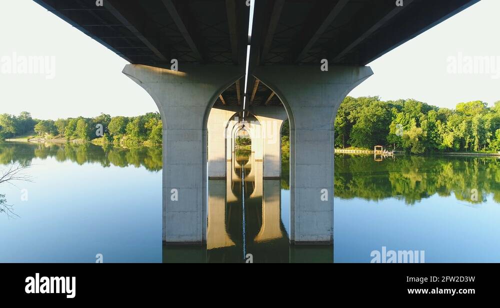 Scenic pillars under highway bridge look like Cathedral, aerial view ...