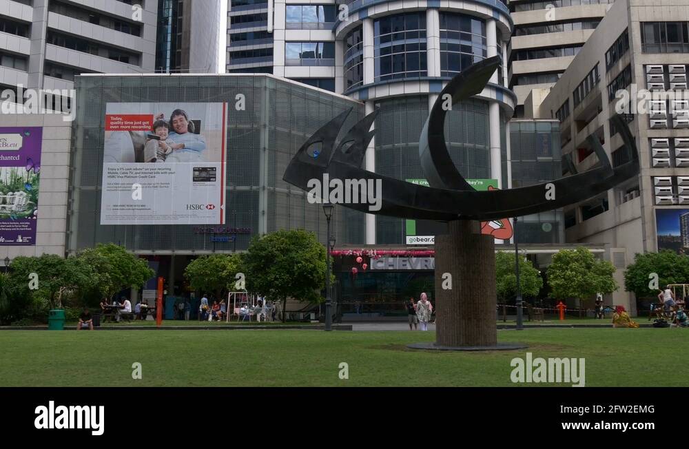 day singapore famous raffles place square monument panorama 4k Stock ...