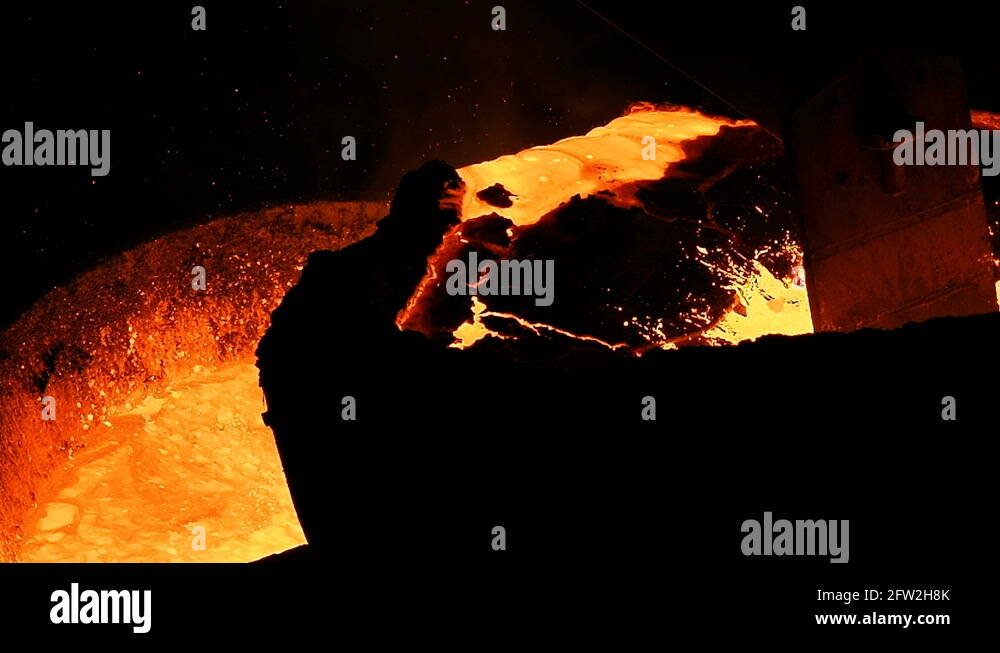 Molten Metal Pouring, Metallurgy, Steel Casting, Melting Metal In The ...