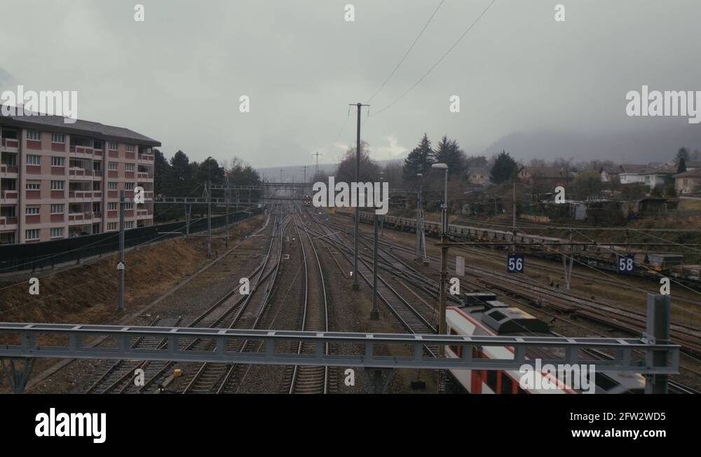 The train is going around the railway Stock Video Footage - Alamy