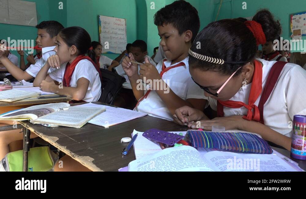 Young Cuban students study in classroom, education Latin America Stock ...