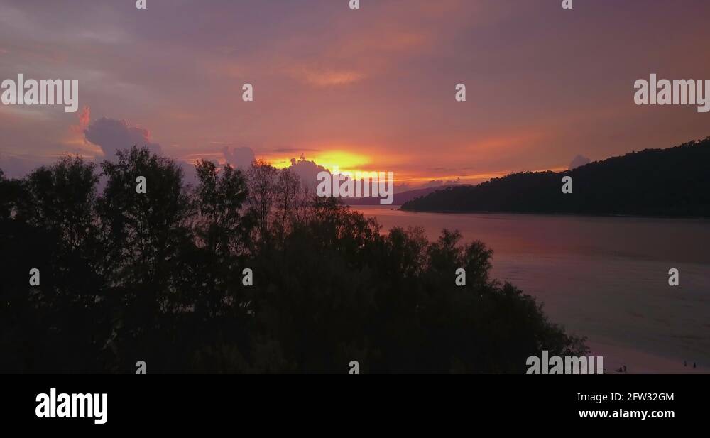 Sunset over silhouette treeline silhouette Stock Videos & Footage - HD ...