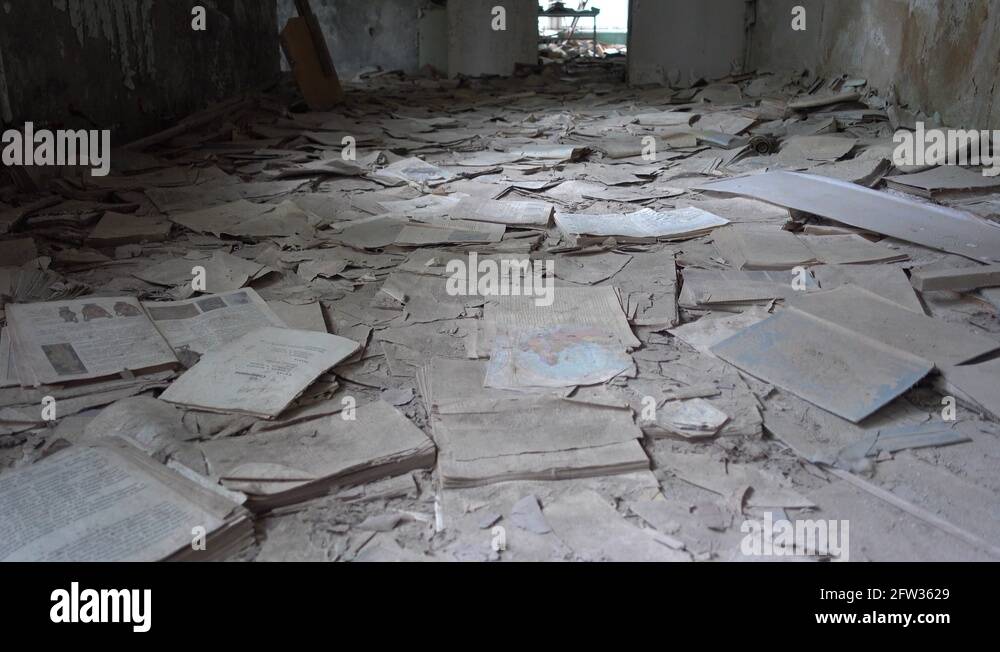 Tilt up room with text books scattered on the floor Stock Video Footage ...