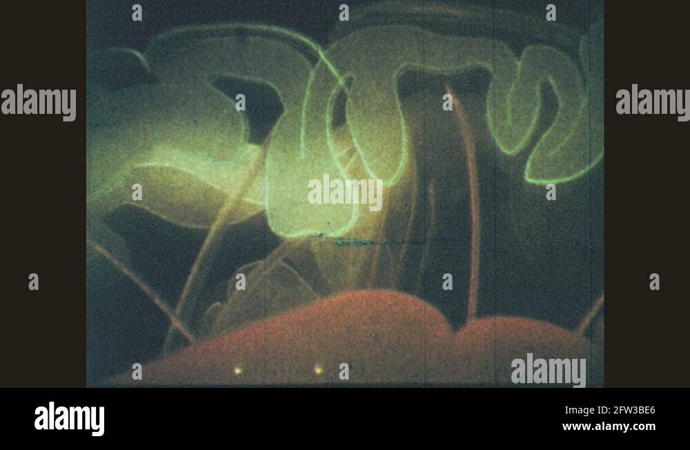 1970s: Model of human brain, lit up. Lit model of brain flashing Stock ...