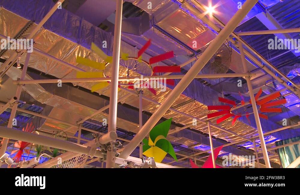 Lighting led strip spiral and wheel spin in top. Tourist people Austria ...