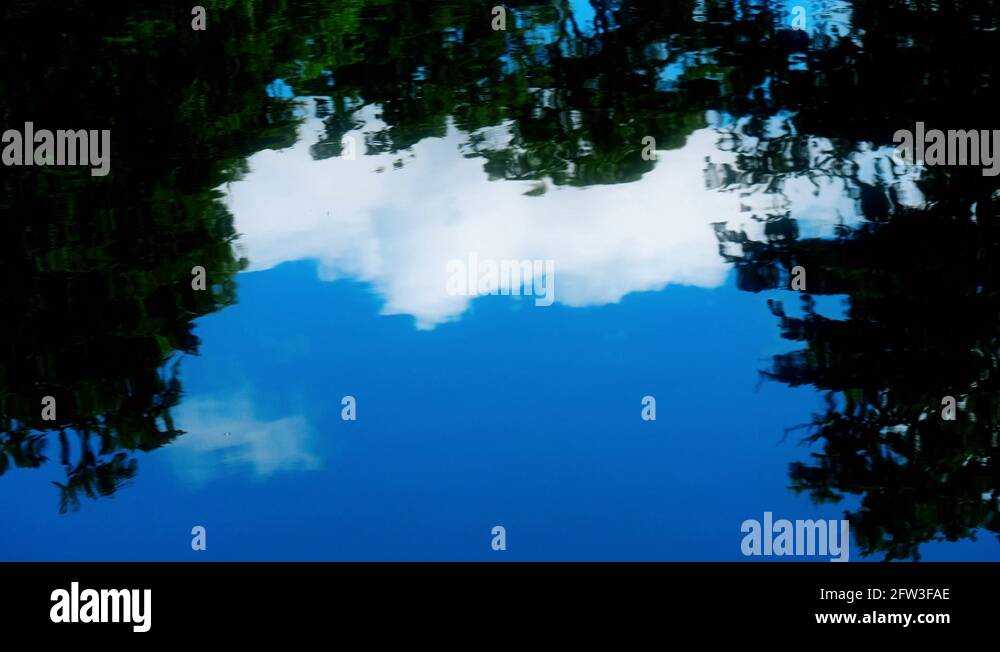 calm water reflections sky and clouds nature background Stock Video ...