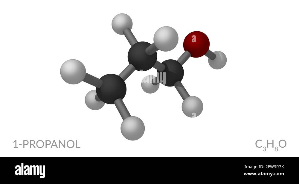 1-Propanol molecule, rotating seamless loop, 3d animation, 4k 30fps ...