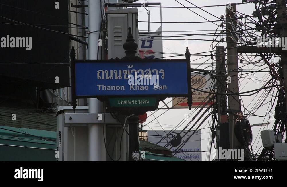 Khao San Road street mark, sign - Bangkok, Thailand Stock Video Footage ...