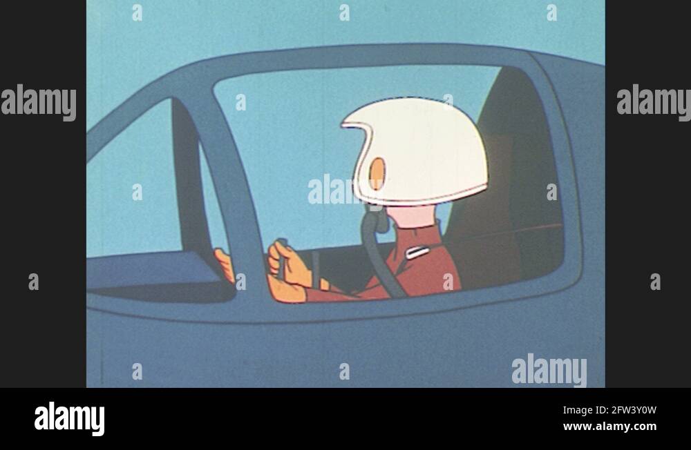 1960s: Animation of pilot in airplane. Pilot looks down, gets scared ...