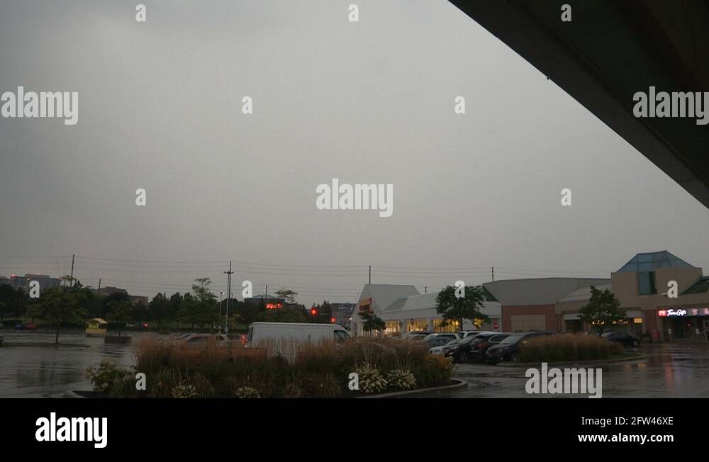 Summer thunderstorm with flashes of lightning as cold front approaches ...