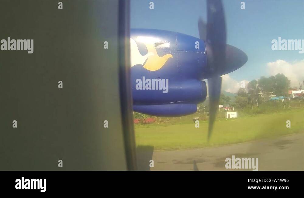 Plane Propeller Spinning During Take-Off Through Window - Slide - Left ...