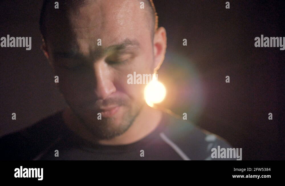 A front close-up view on a male mma fighters face Stock Video Footage ...