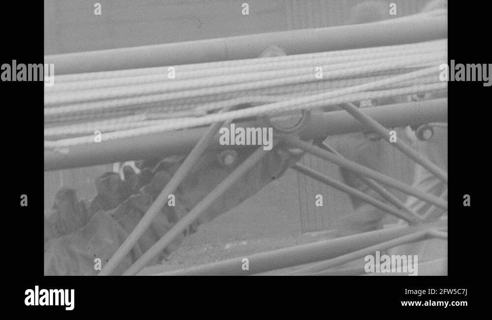 1940s: Close Up Shots Of Catapult. Men Pulling Catapult Stock Video ...