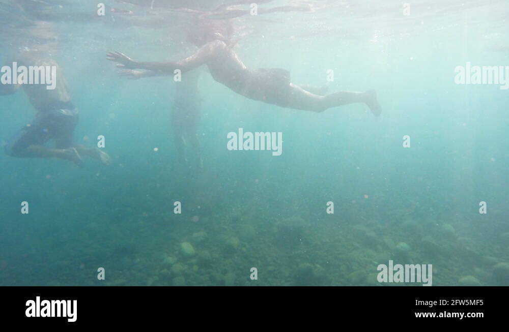 Group of people swimming in sea or ocean during summer vacation ...