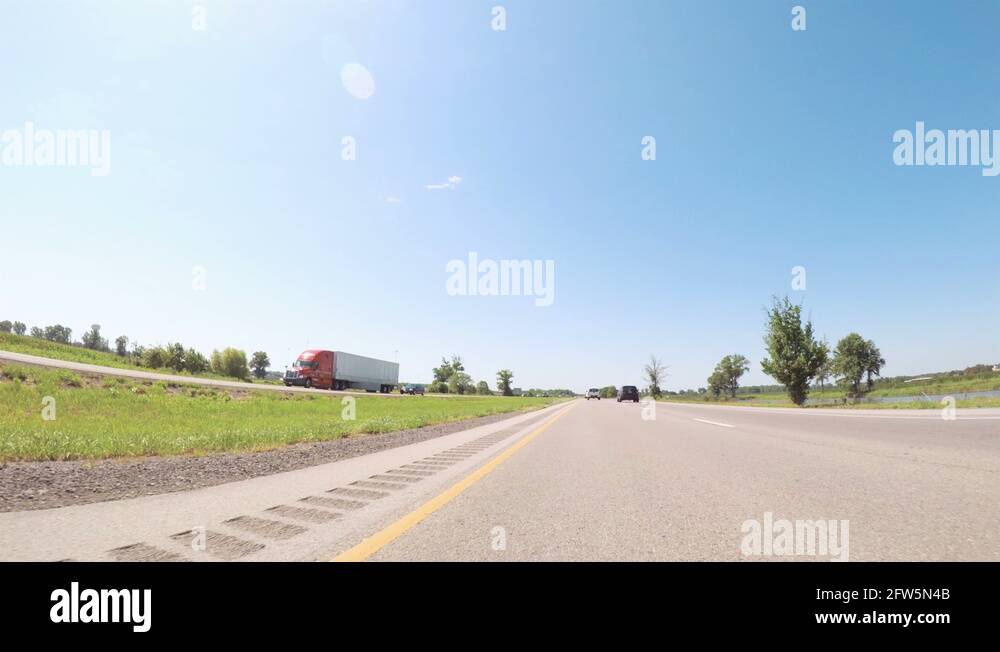 Driving East on Interstate Highway 40 through Appalachian Mountains ...