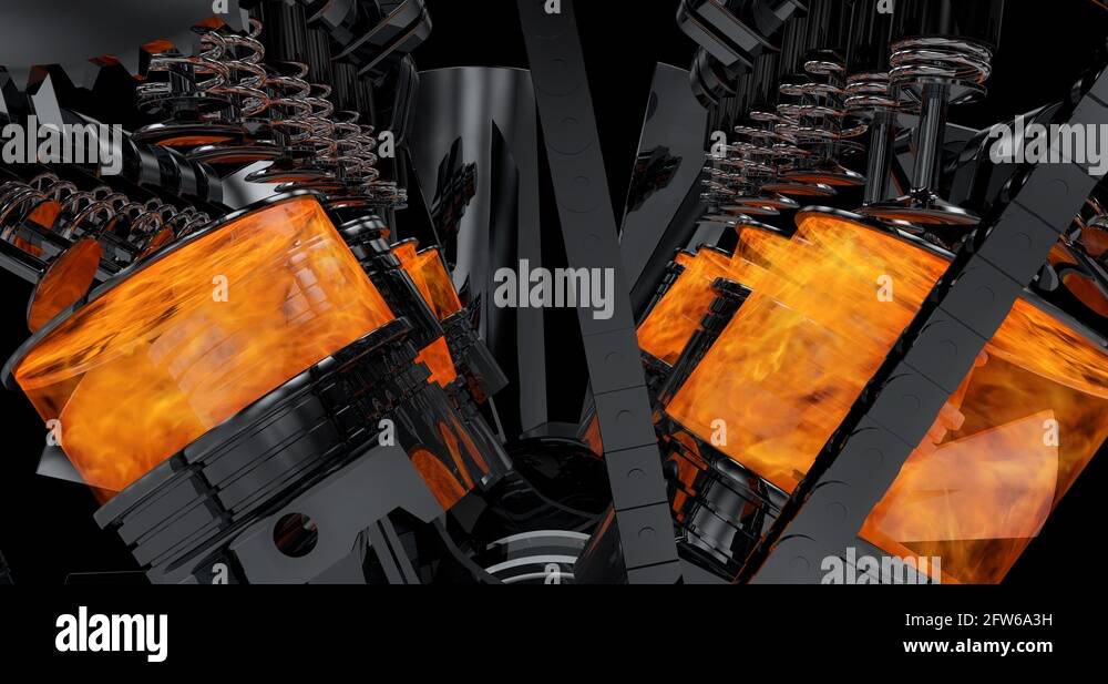 Working V8 Engine Animation With Camera Zoom Through Propeller Stock ...