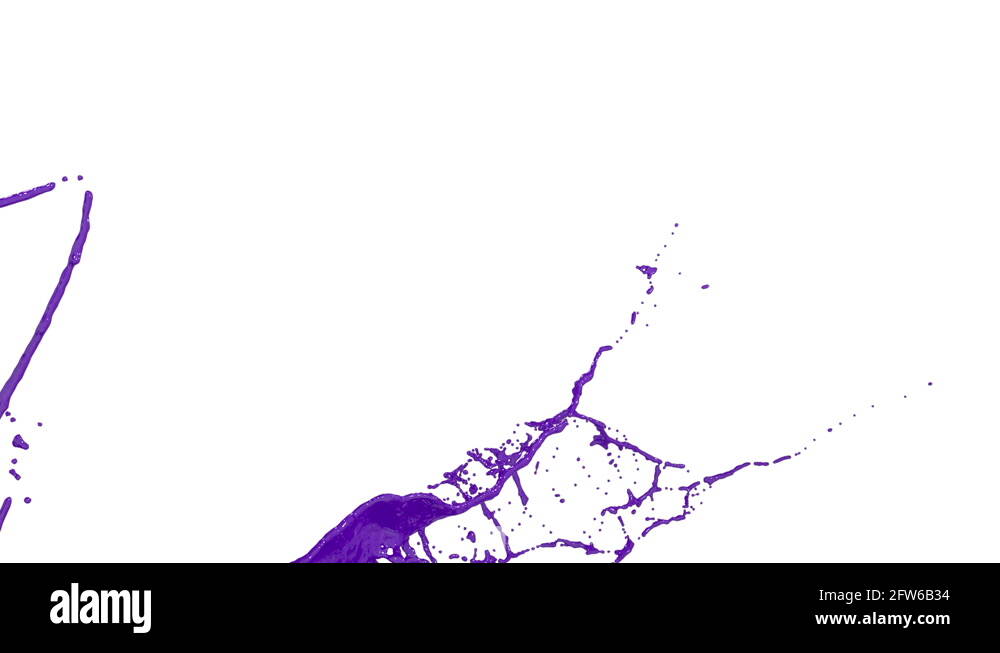 violet paint splash in air filmed in slow motion with alpha channel use ...